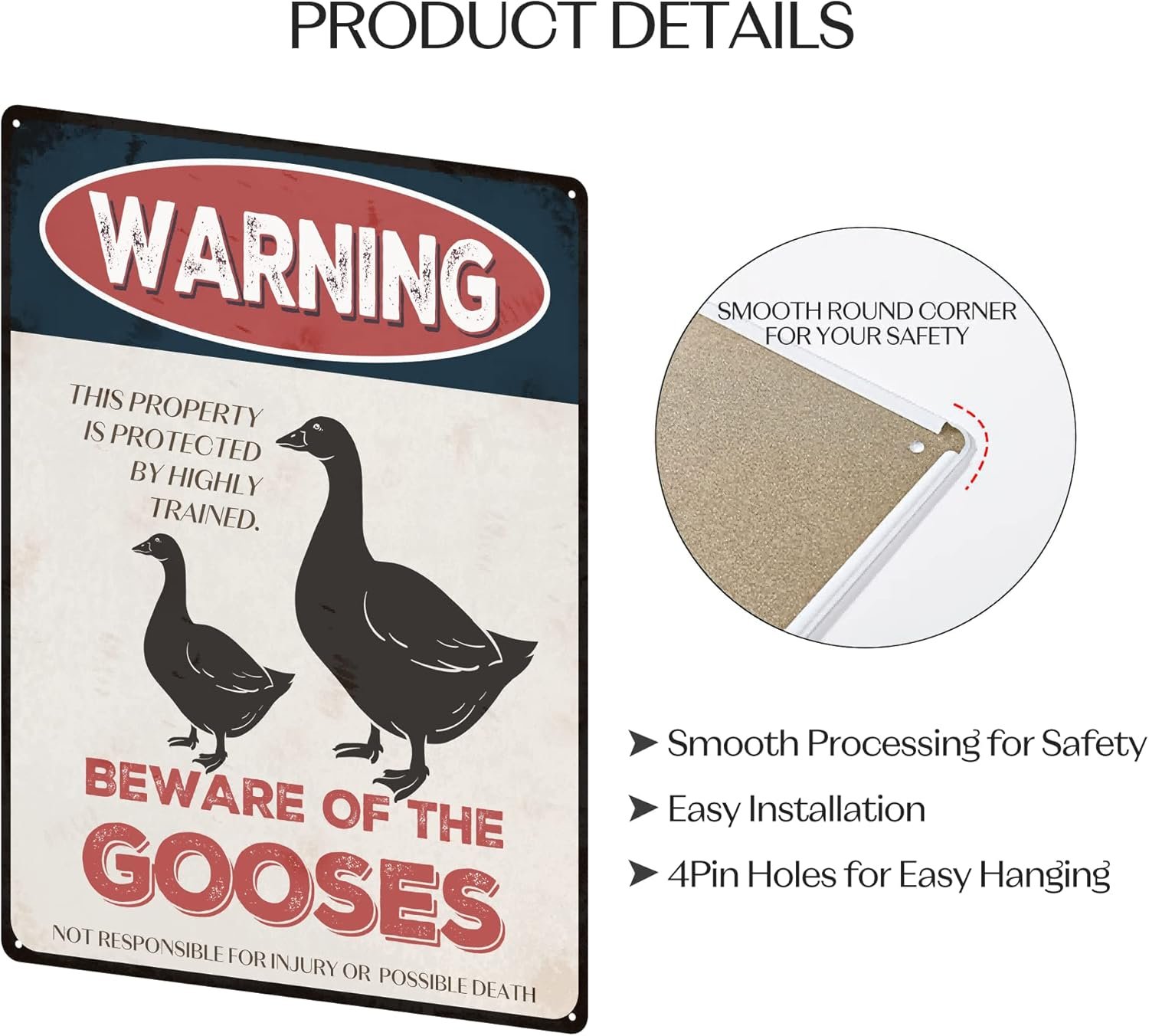 Beware of Goose Sign 8x12in, Vintage-Style Warning Signs for House ...
